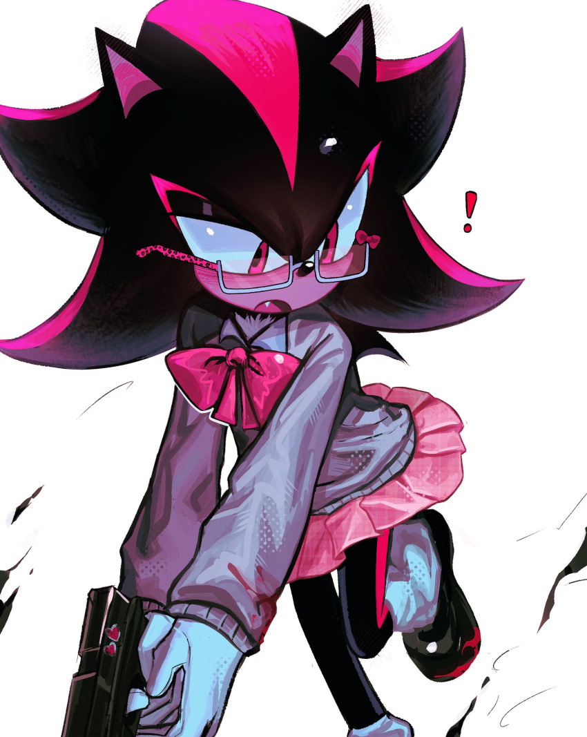 Safebooru - ! glasses gun highres holding holding gun holding weapon ...