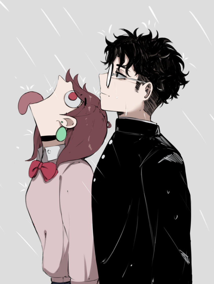 Safebooru - 1boy 1girl ayase momo black choker black hair bow brown hair choker dandadan ...