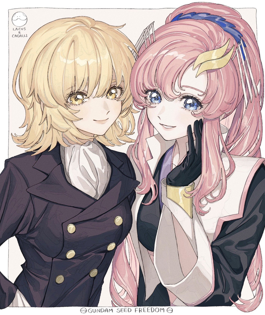 Safebooru - 2girls ao (ao0 0nemu) ascot black gloves blonde hair blue ...