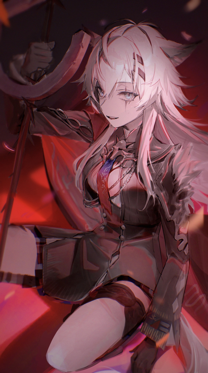 Safebooru - 1girl absurdres aiguillette animal ears arknights arm support black gloves black ...