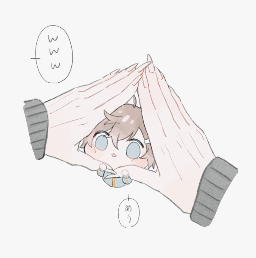 Safebooru - 2boys ahoge blue eyes blue hoodie blush brown hair chibi ...