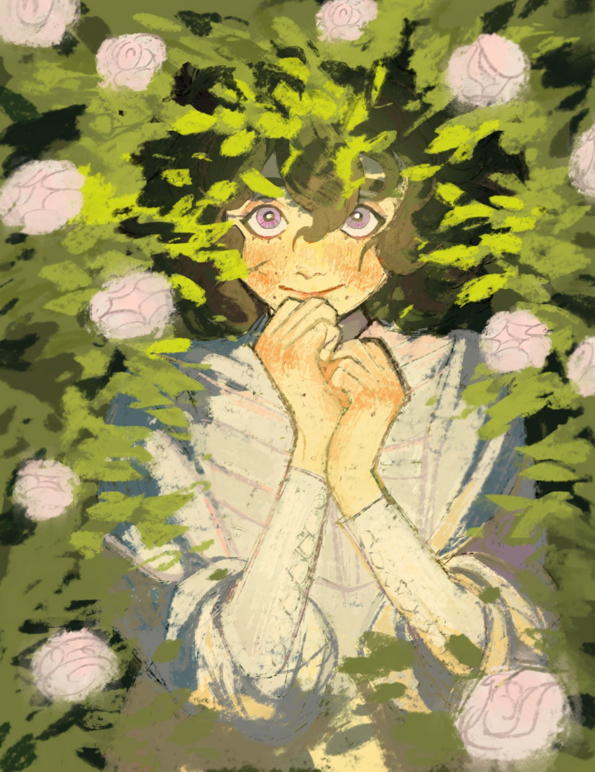 Safebooru - 1girl agate (tongari boushi no atelier) black hair blush clasped hands flower flower ...