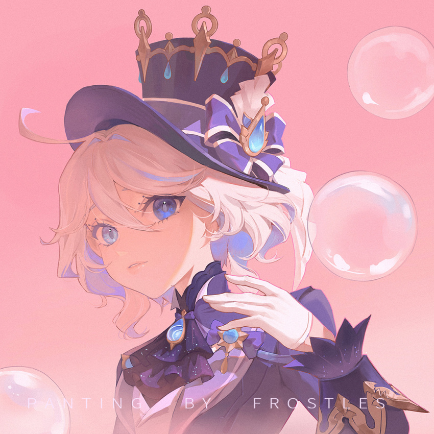 Safebooru - 1girl ascot blue eyes blue gemstone bubble furina (genshin ...