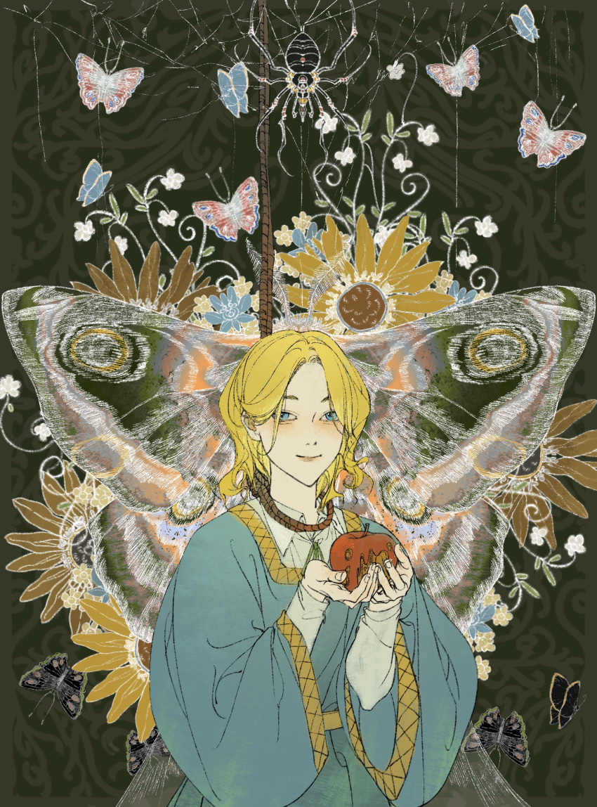 Safebooru - 1boy absurdres aged down apple axis powers hetalia blonde hair blue eyes blue tunic ...