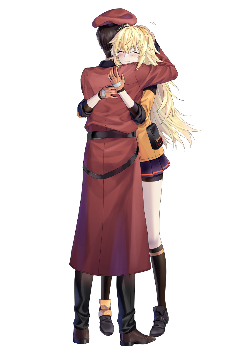 Safebooru - 1boy 1girl absurdres ahoge beret bike shorts black footwear black jacket black pants ...