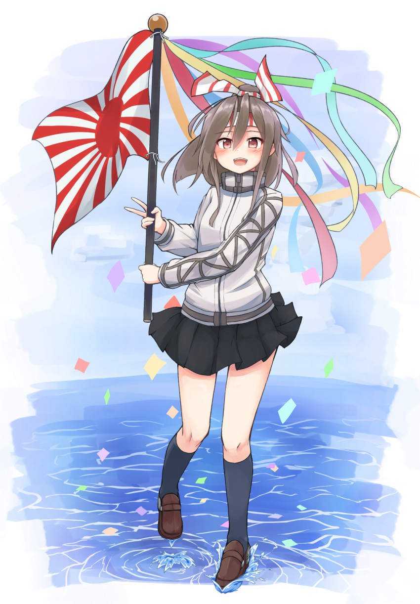 Safebooru - 1girl :d black skirt black socks blush brown eyes brown ...