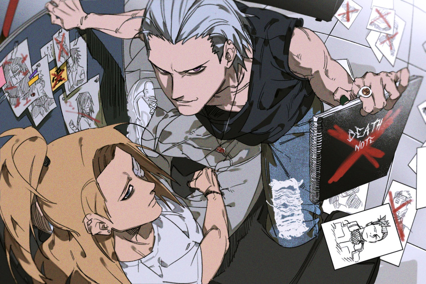 Safebooru - black shirt blonde hair blue eyes bracelet crossed out ...