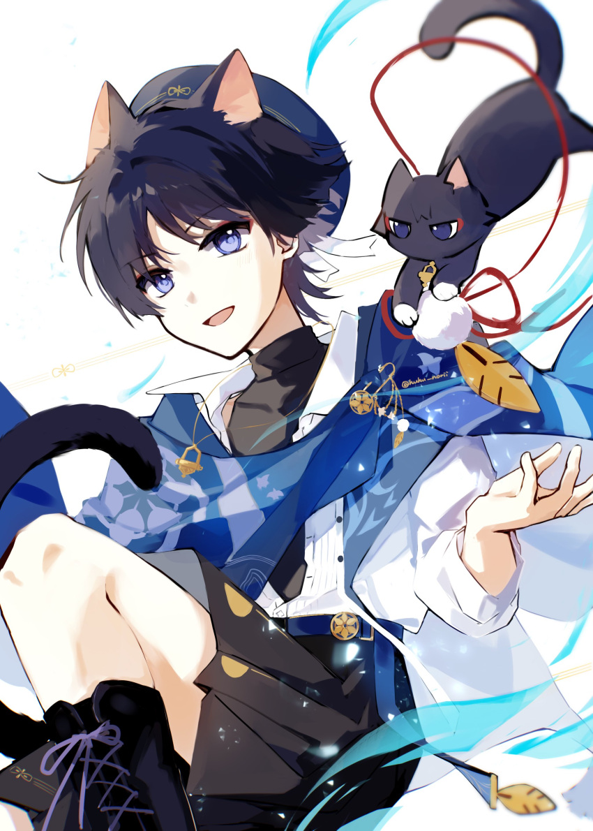 Safebooru - 1boy absurdres alternate costume animal ears animal print animalization belt beret ...