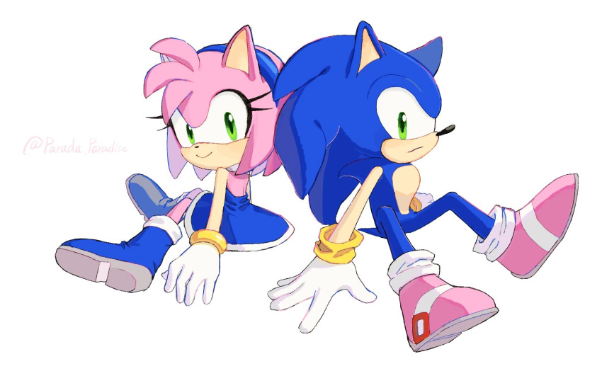 Safebooru - 1boy 1girl amy rose animal ears animal nose blue dress blue footwear blue fur blue ...