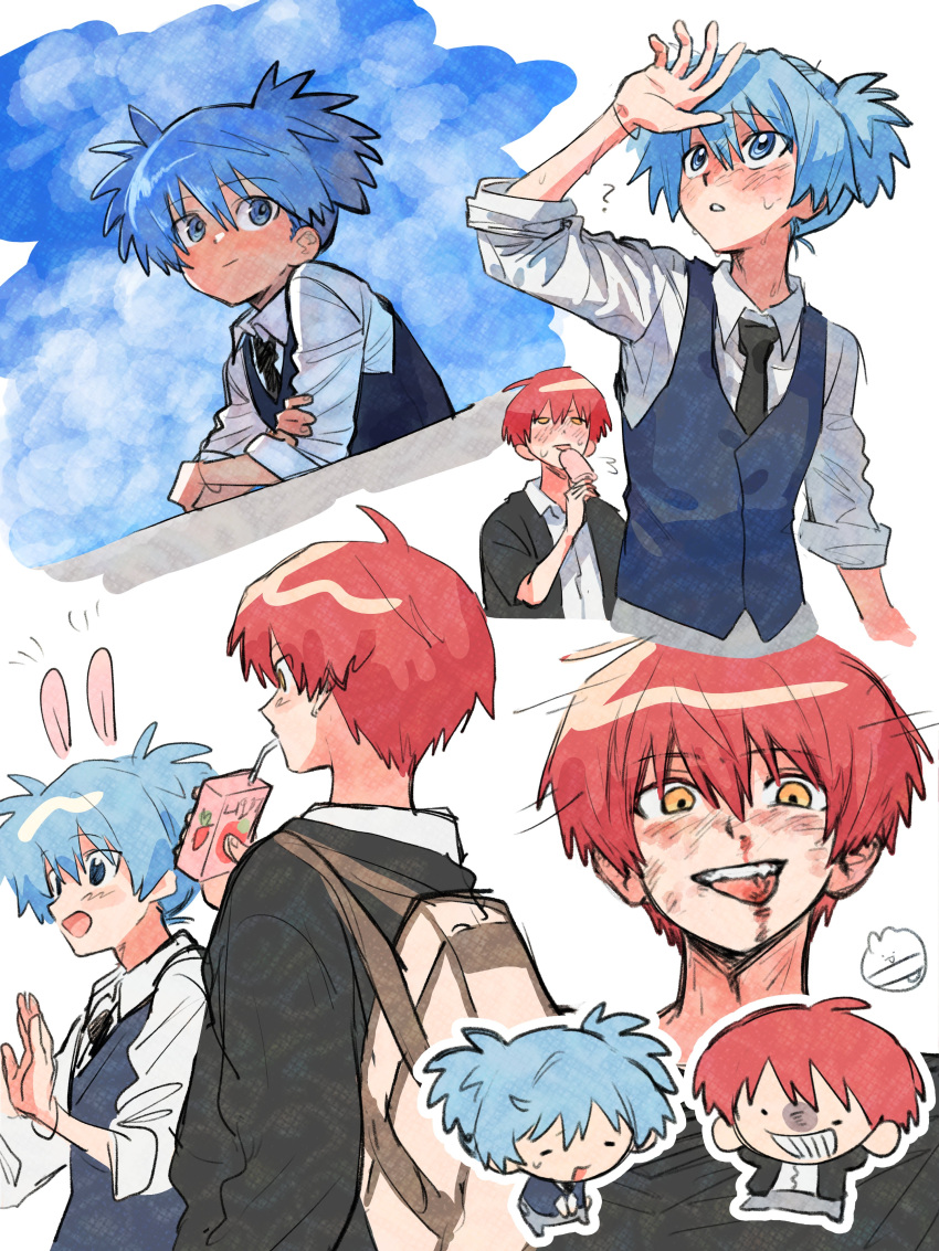 Safebooru - 2boys :d :p ? absurdres akabane karma animal ears ansatsu ...