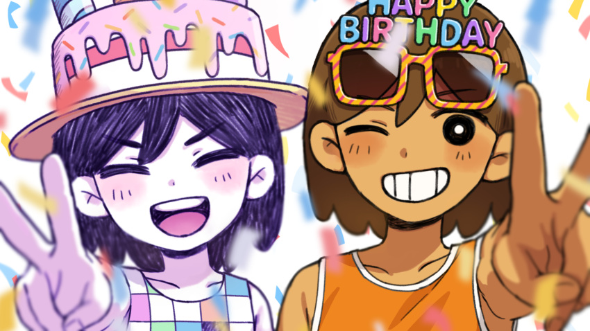 Safebooru - 2boys :d ^ ^ black eyes blurry blurry foreground brown hair ...