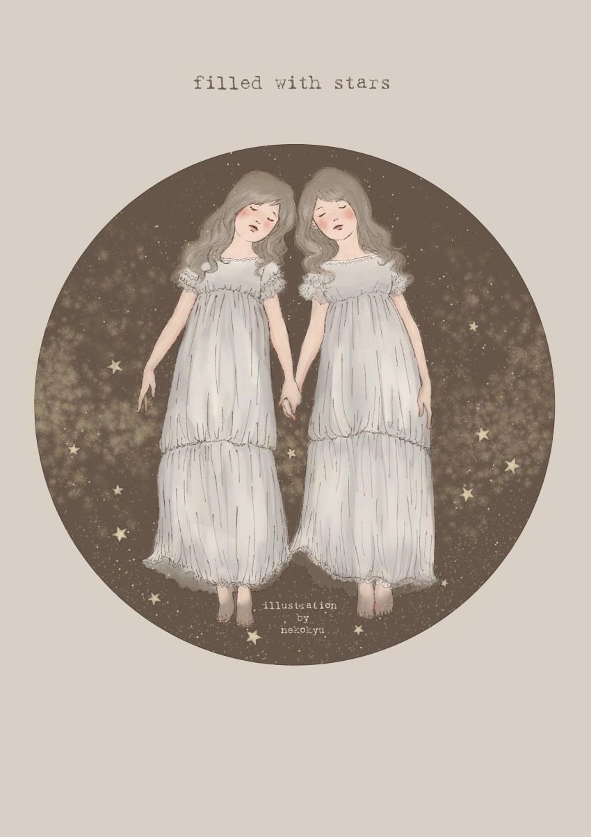 Safebooru 2girls Absurdres Artist Name Barefoot Blush Brown Hair