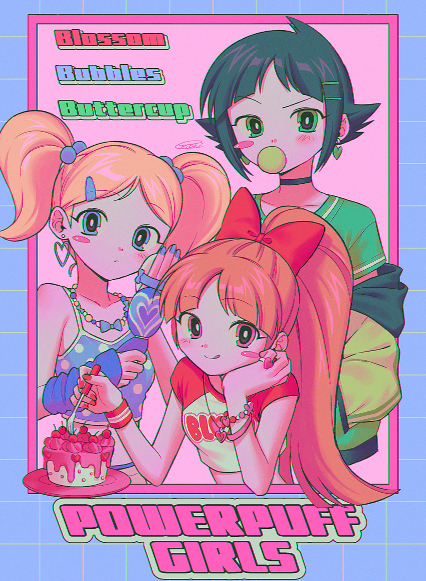 Safebooru - 3girls absurdres black hair blonde hair blossom (ppg ...