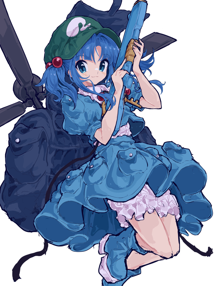 Safebooru - 1girl :3 absurdres ankle boots backpack bag bloomers blue eyes blue footwear blue ...