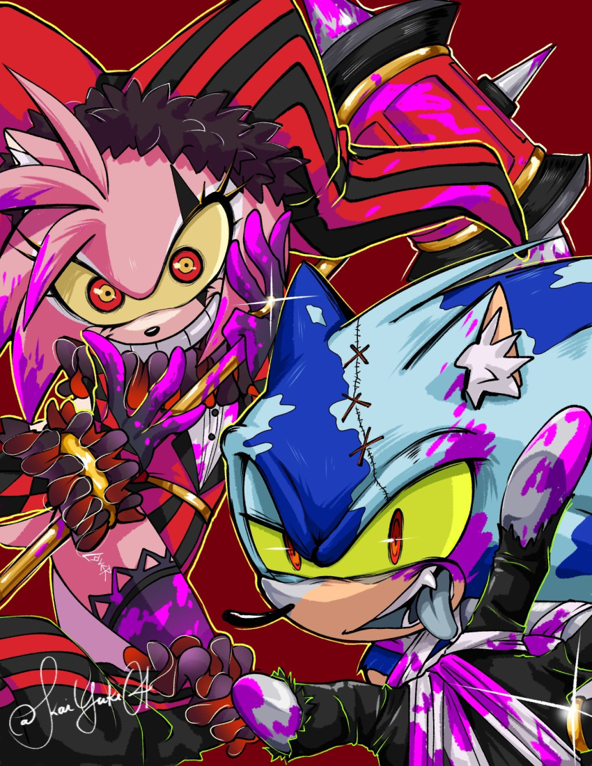 Safebooru - 1boy 1girl alternate costume amy rose blood blood on ...