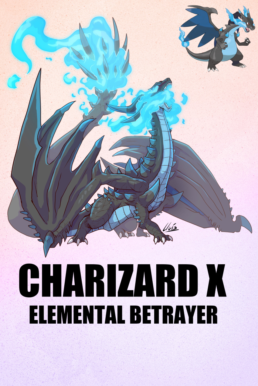 Safebooru - absurdres blue fire charizard claws dragon fangs fire flame ...