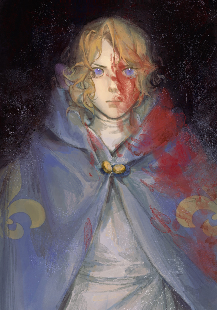 Safebooru - 1boy aged down axis powers hetalia black background blonde hair blood blood on ...