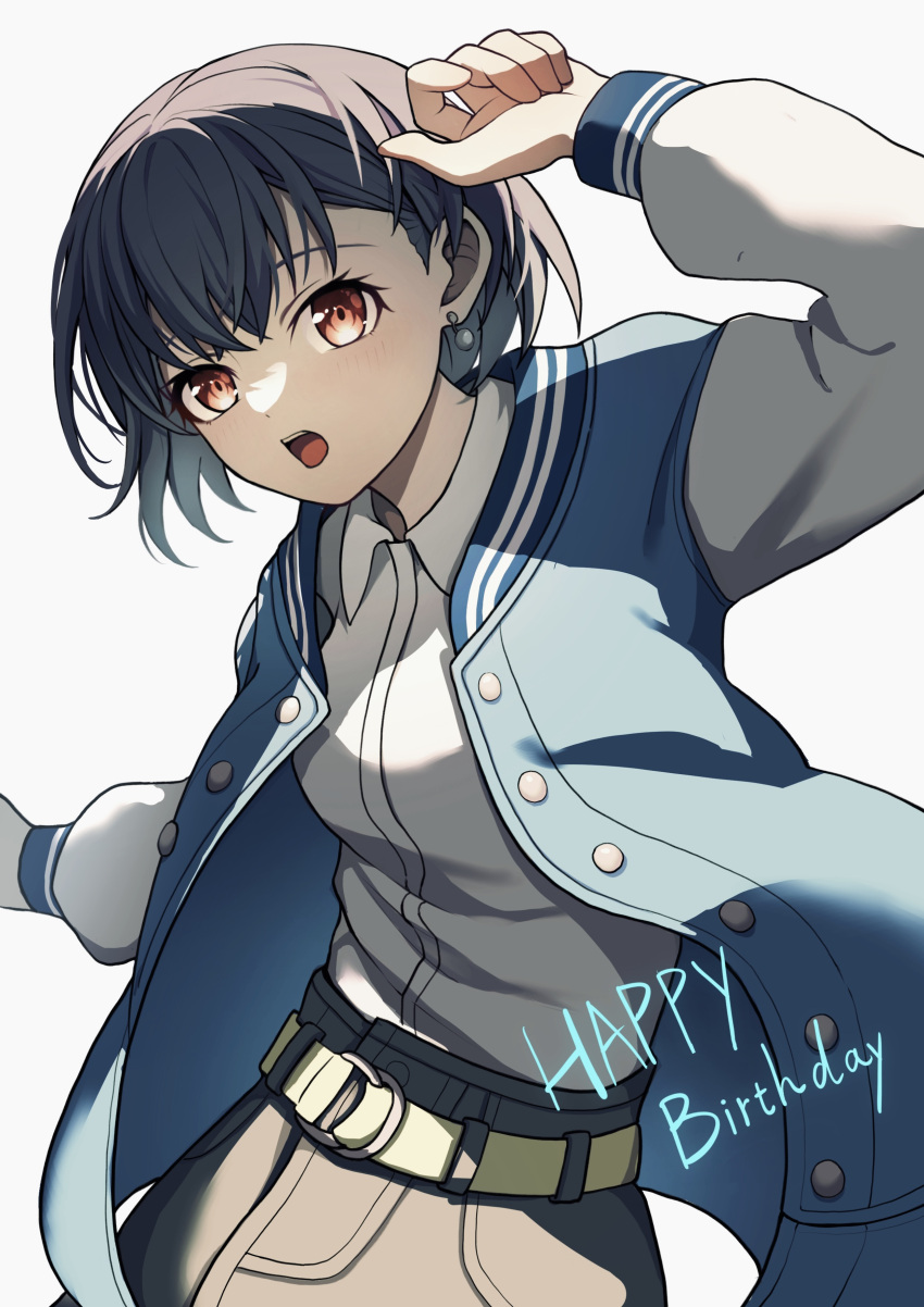 Safebooru - 1girl absurdres arm up bang dream! bang dream! it's mygo!!!!! belt blue jacket ...