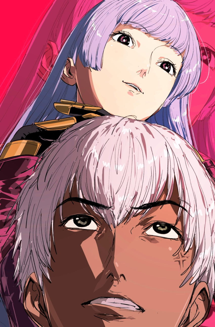 Safebooru - 1boy 1girl amikoiiko anger vein black eyebows black eyes black gloves close-up ...