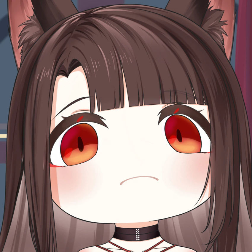 Safebooru - 1girl :( akagi (azur lane) animal ears azur lane fox ears long hair quancy | 5503049