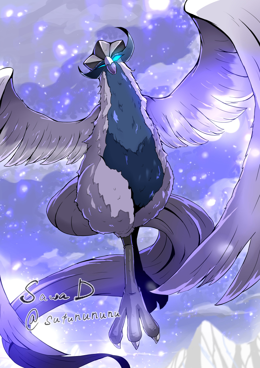 Safebooru - absurdres beak bird blue eyes galarian articuno grey feathers grey wings highres ...