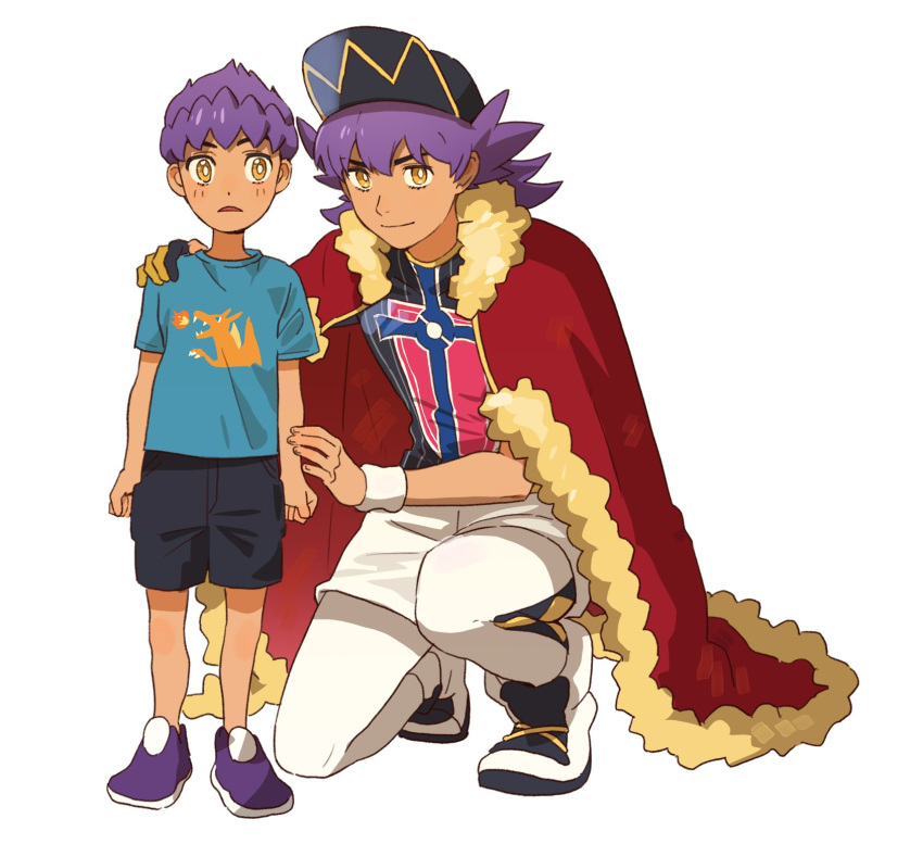 Safebooru - 2boys aged down black hat black shorts bright pupils ...