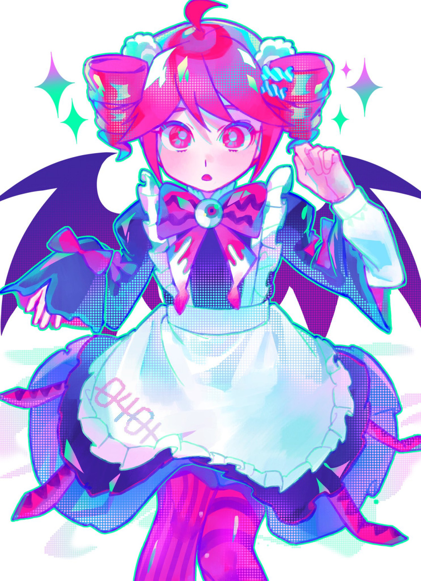 Safebooru - 1girl ahoge alternate costume apron black dress blush bow bowtie double-parted bangs ...