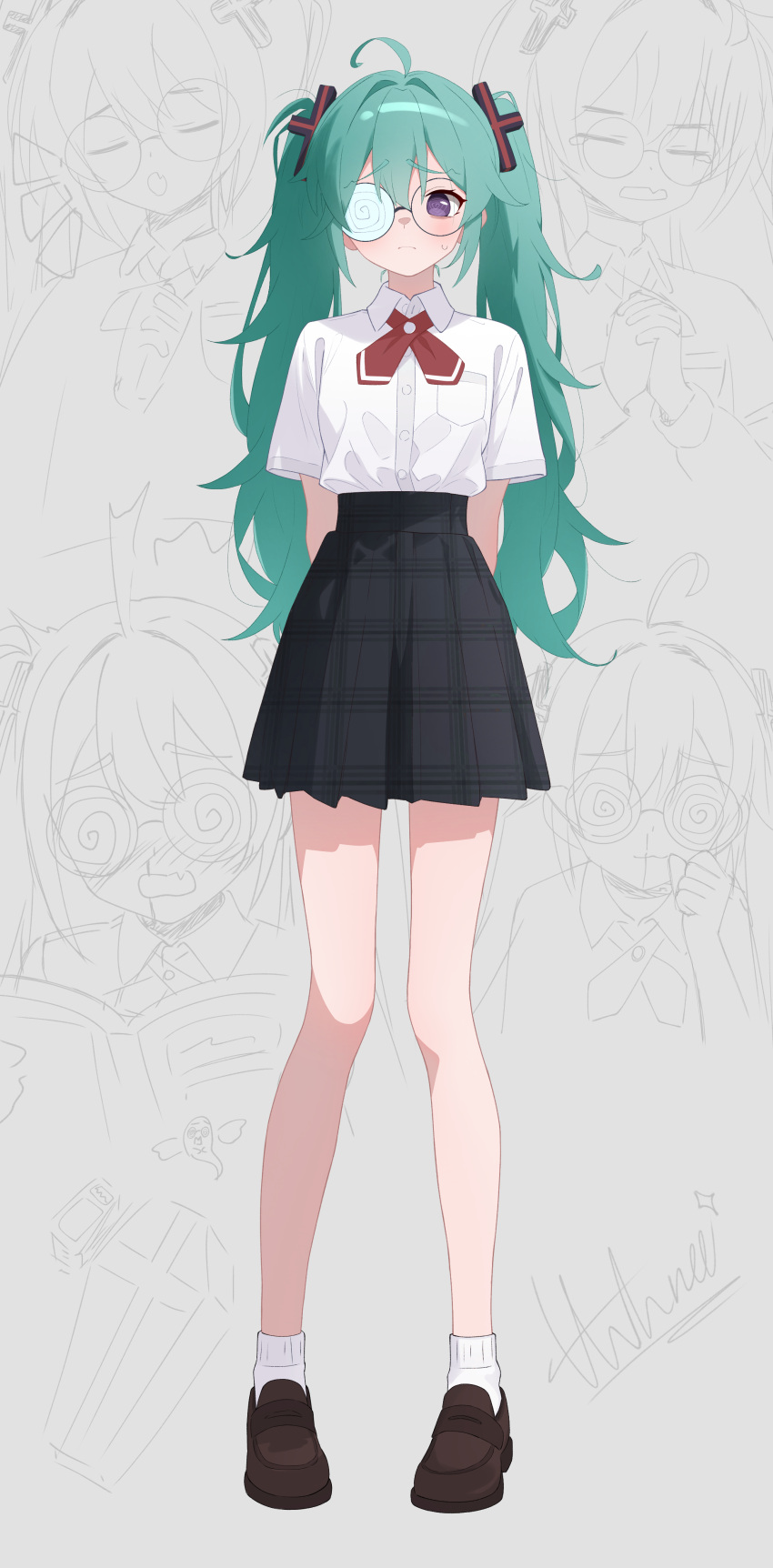 Safebooru - 1girl absurdres arms behind back black skirt blood blue ...