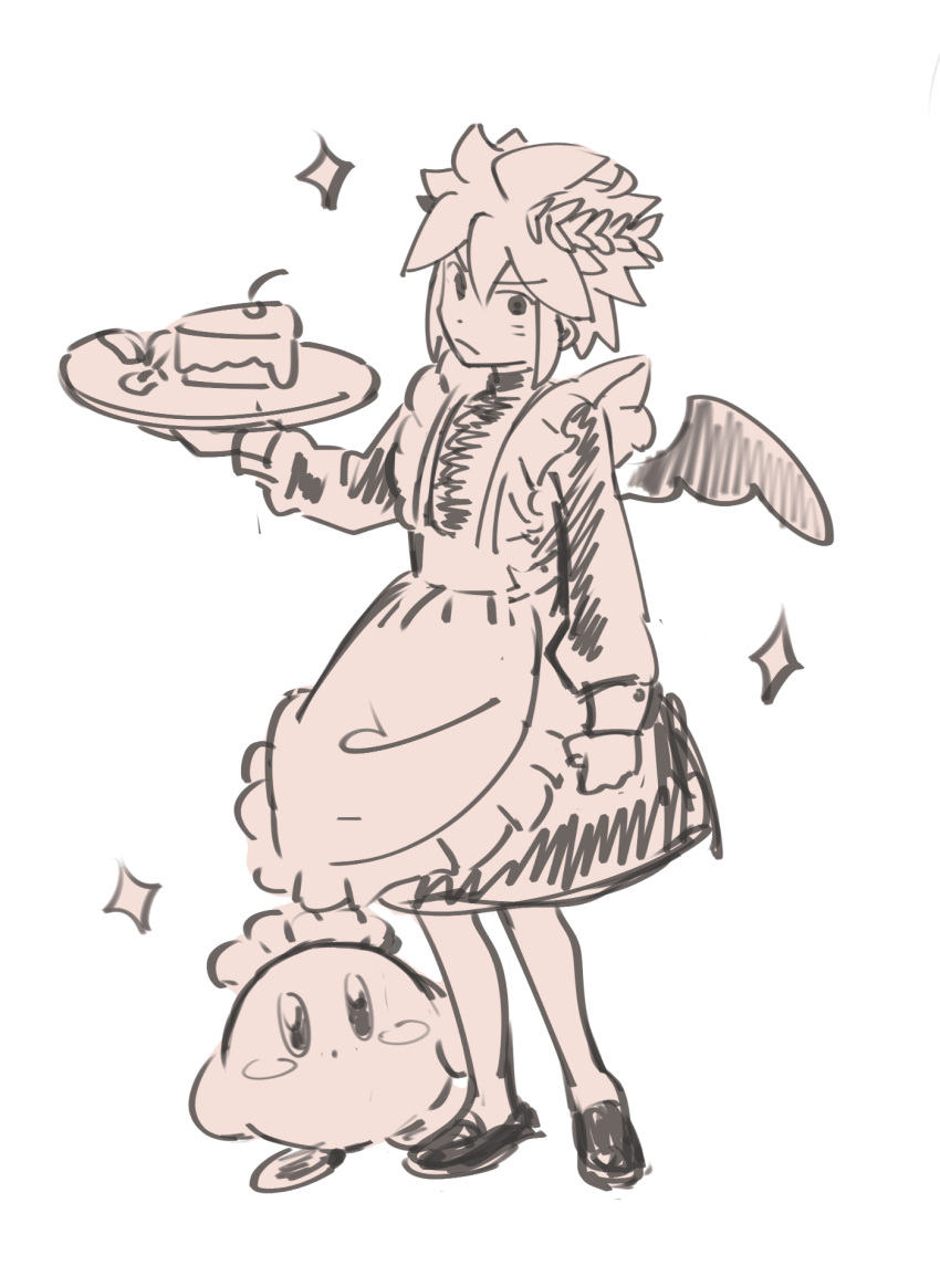 Safebooru - ahoge alternate costume angel angel wings apron cake cake slice crossdressing dark ...