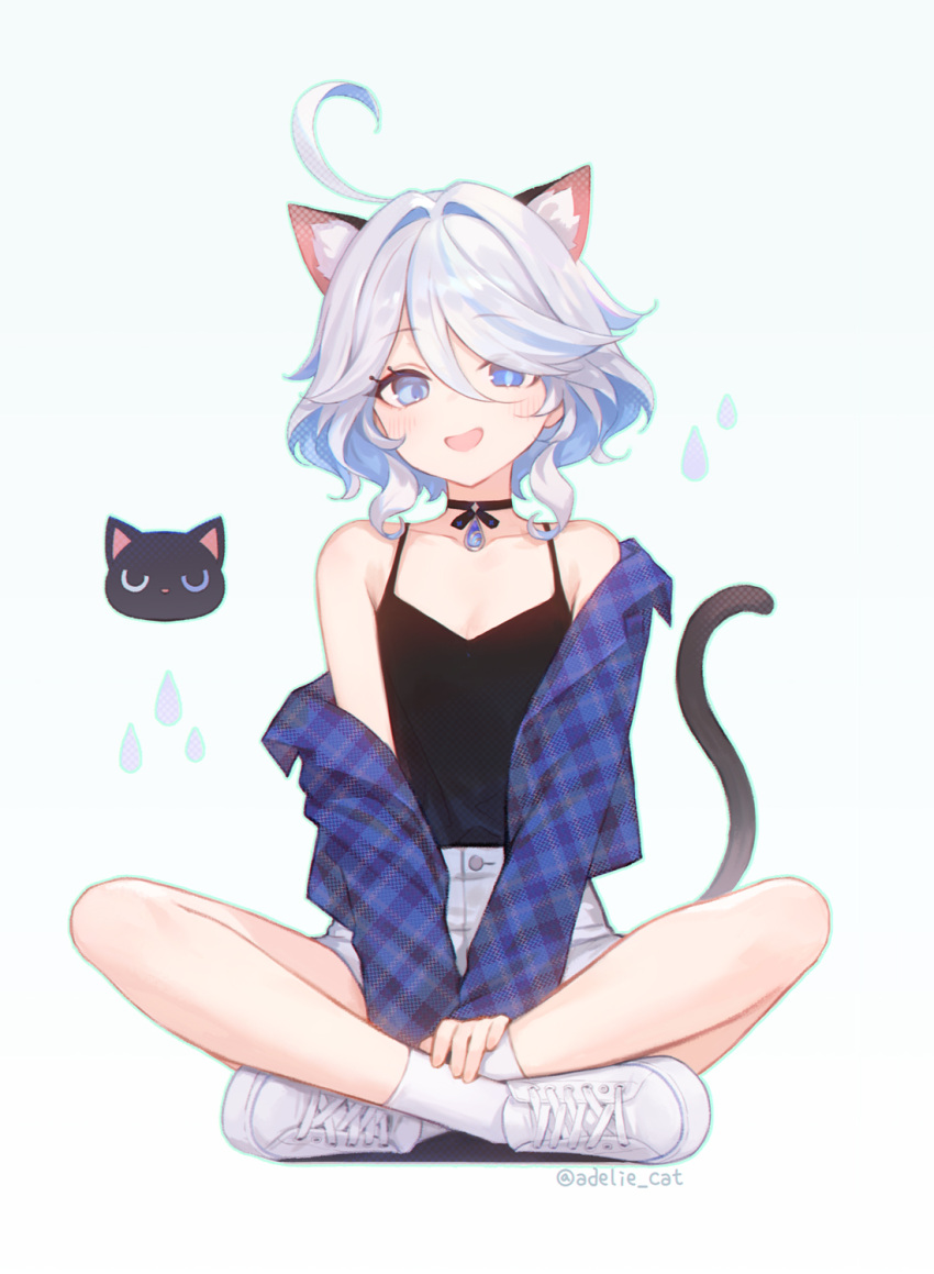 Safebooru - 1girl adelie cat ahoge alternate costume animal ear fluff animal ears black camisole ...