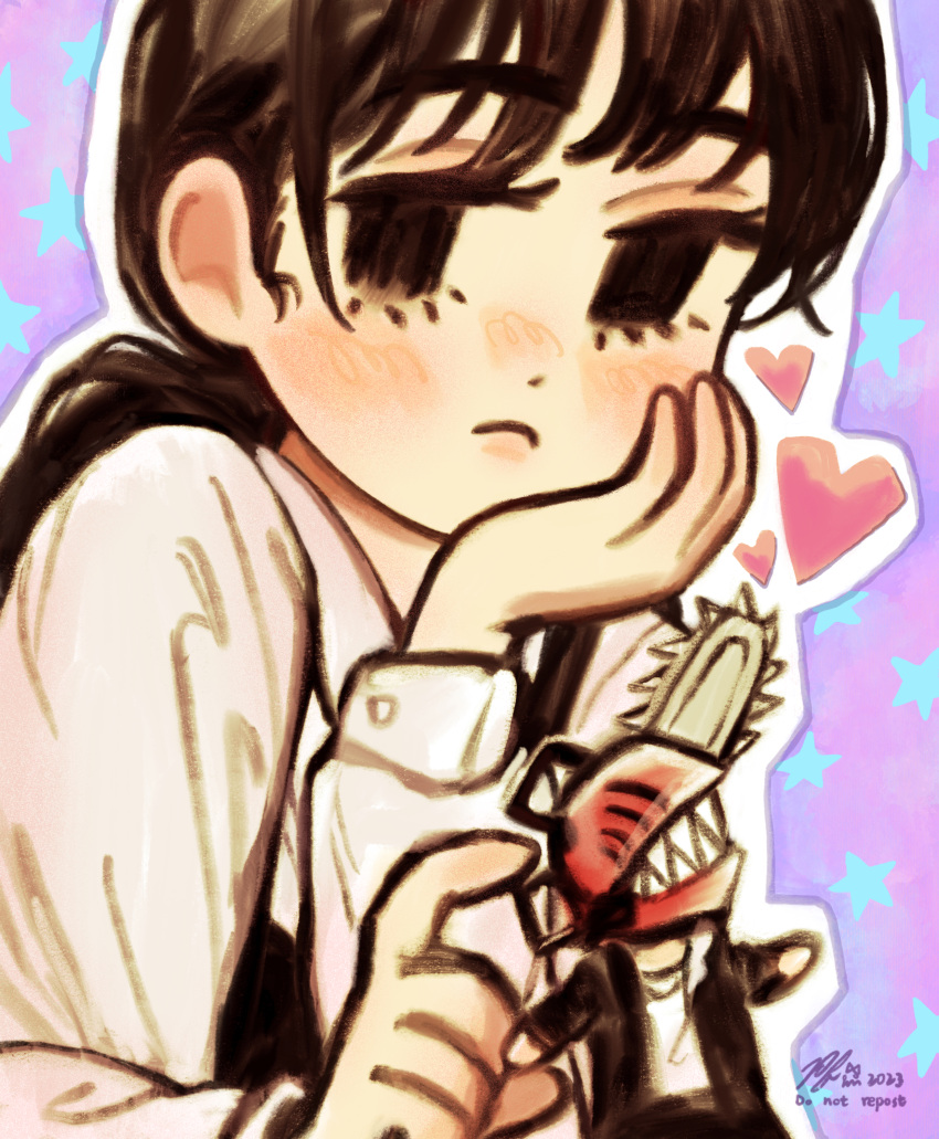 Safebooru - 1girl absurdres black eyes black hair chainsaw man character doll closed mouth denji ...