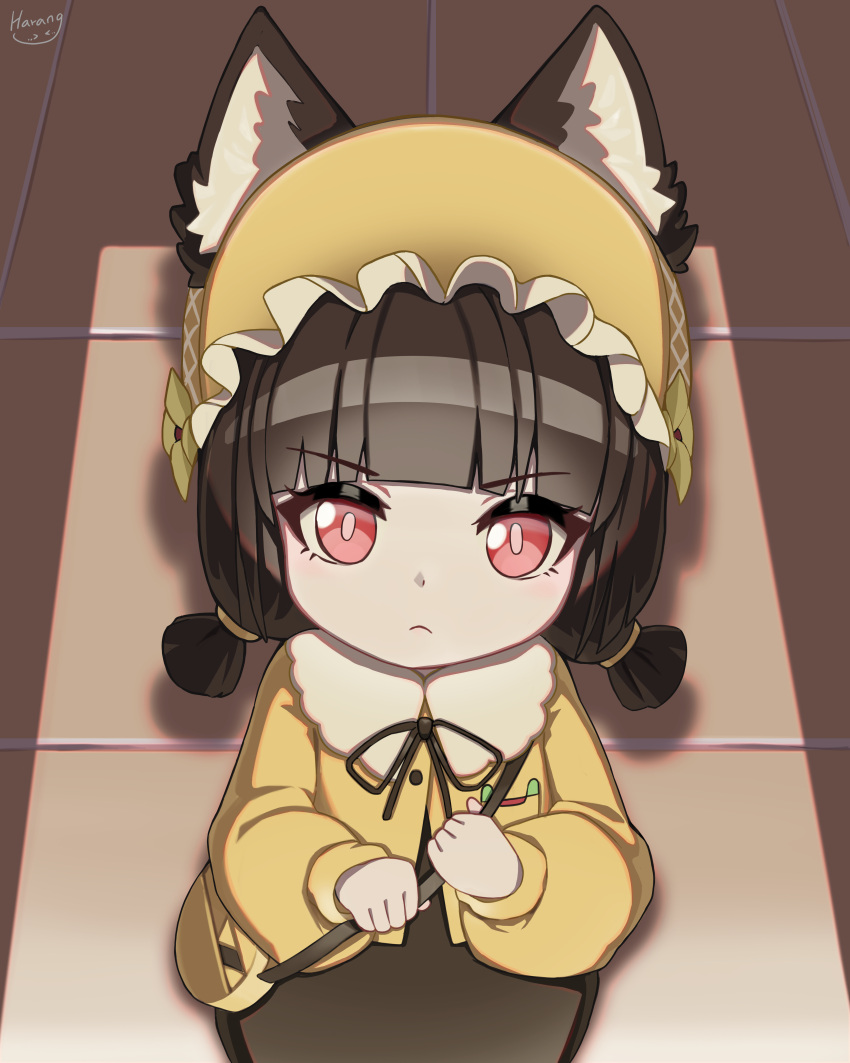 Safebooru - 1girl absurdres aged down animal ear fluff animal ears black hair black skirt blunt ...