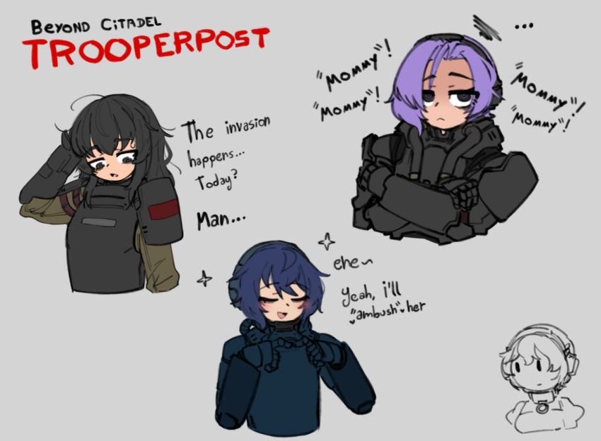 Safebooru - 4girls armor beige uniform beyond citadel black armor black ...