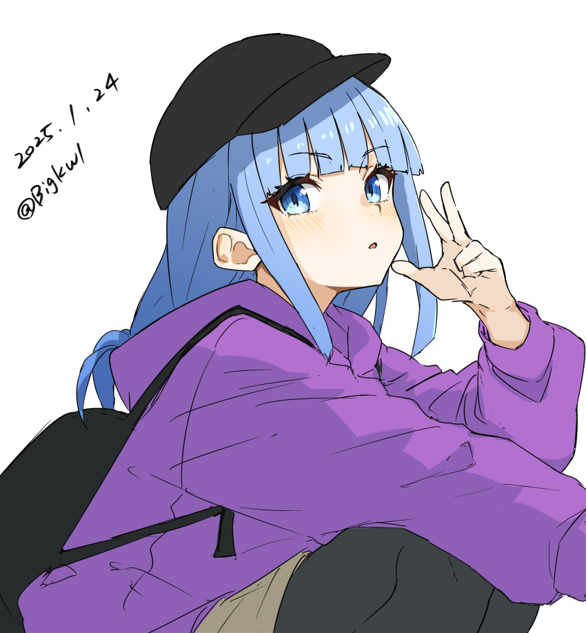 Safebooru 1girl Absurdres Backpack Bag Bigkwl Blue Eyes Blue Hair 2787