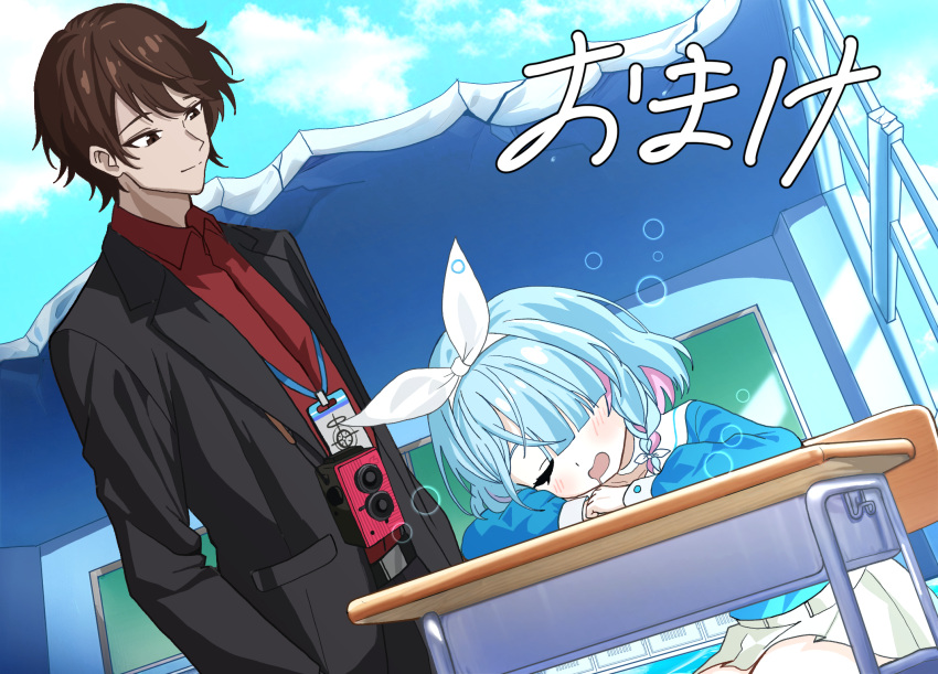 Safebooru - 1boy 1girl arona (blue archive) blue archive bow camera ...