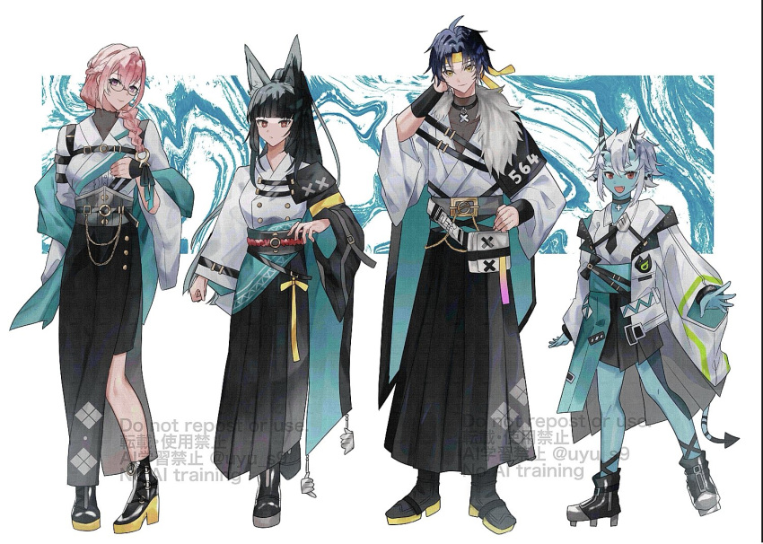 Safebooru - 1boy 3girls adapted costume alternate costume alternate hairstyle animal ear fluff ...