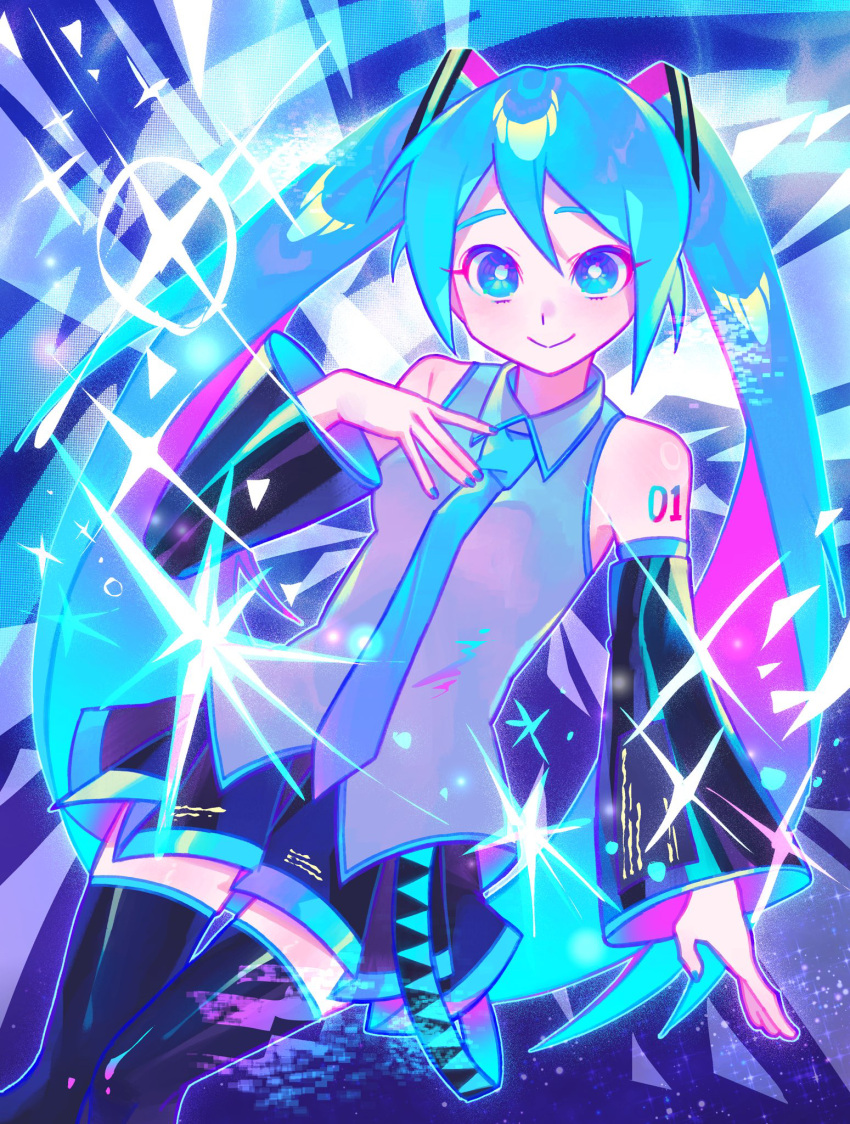 Safebooru - 1girl bare shoulders black skirt black sleeves blue eyes blue hair breasts cowboy ...