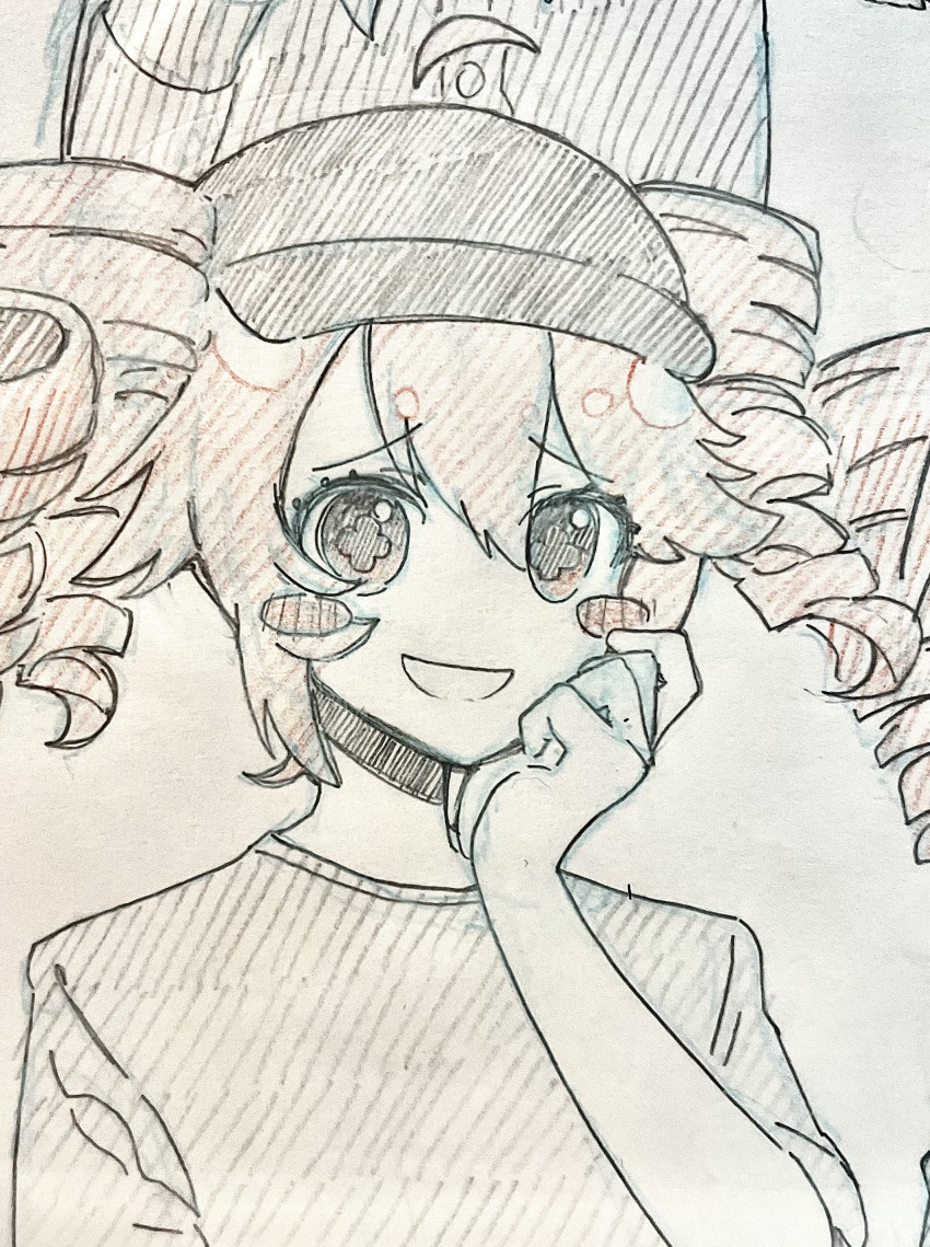 Safebooru - 1girl absurdres ahoge baseball cap blush colored pencil ...