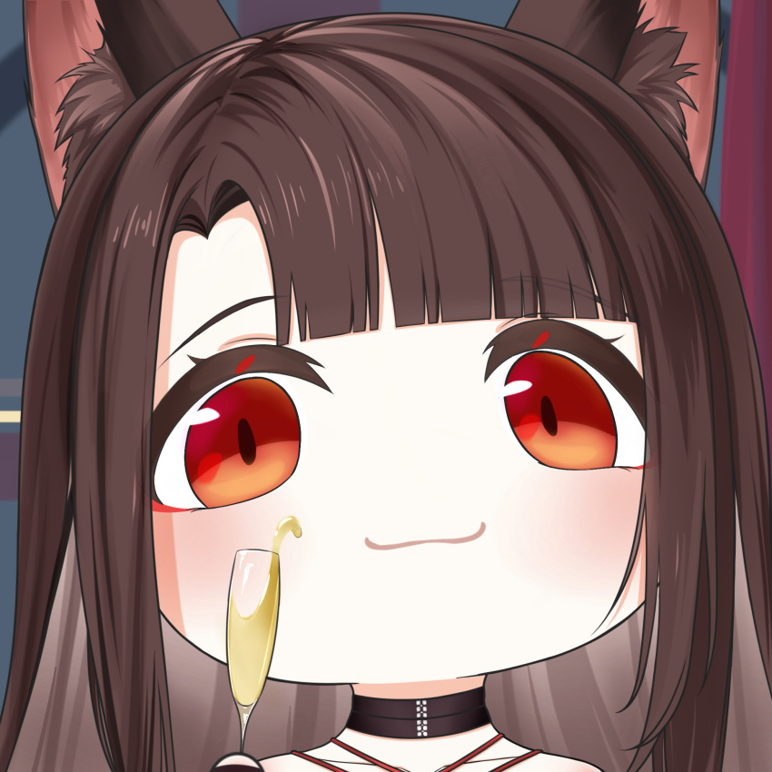 Safebooru - 1girl akagi (azur lane) animal ears azur lane champagne fox ears long hair quancy ...
