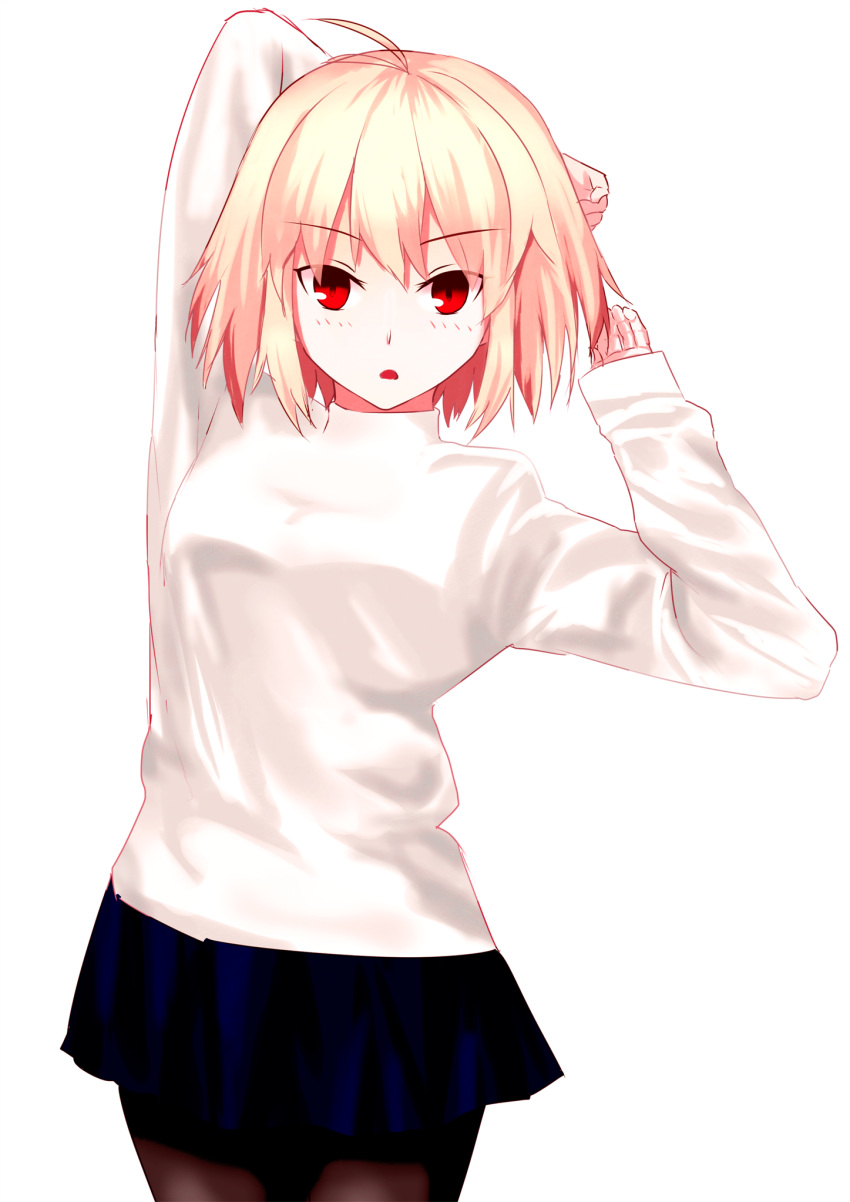 Safebooru - 1girl arcueid brunestud arm behind back benbe black legwear ...