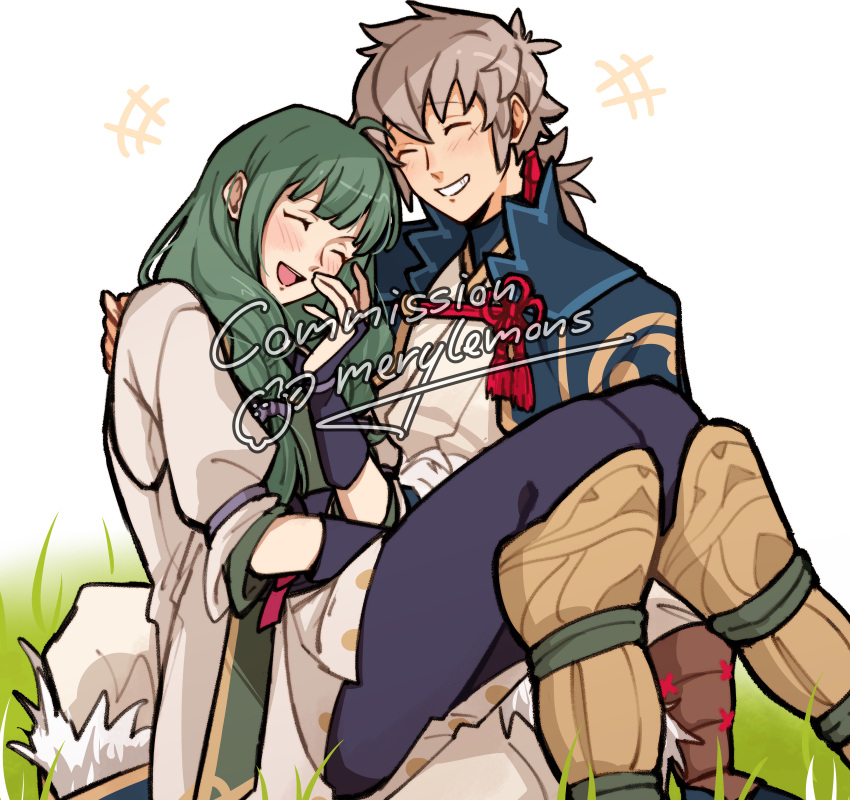 Safebooru - +++ 1boy 1girl ^ ^ absurdres aged up blue pants blush carrying carrying person ...