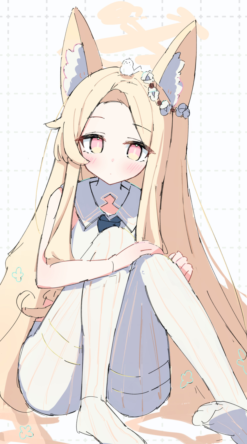 Safebooru - 1girl animal ears bird blonde hair blue archive dress expressionless forehead fox ...