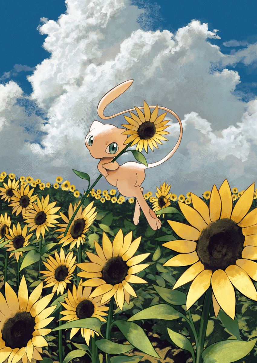 Safebooru - blue eyes clouds cloudy sky field flower highres kuchiba ...