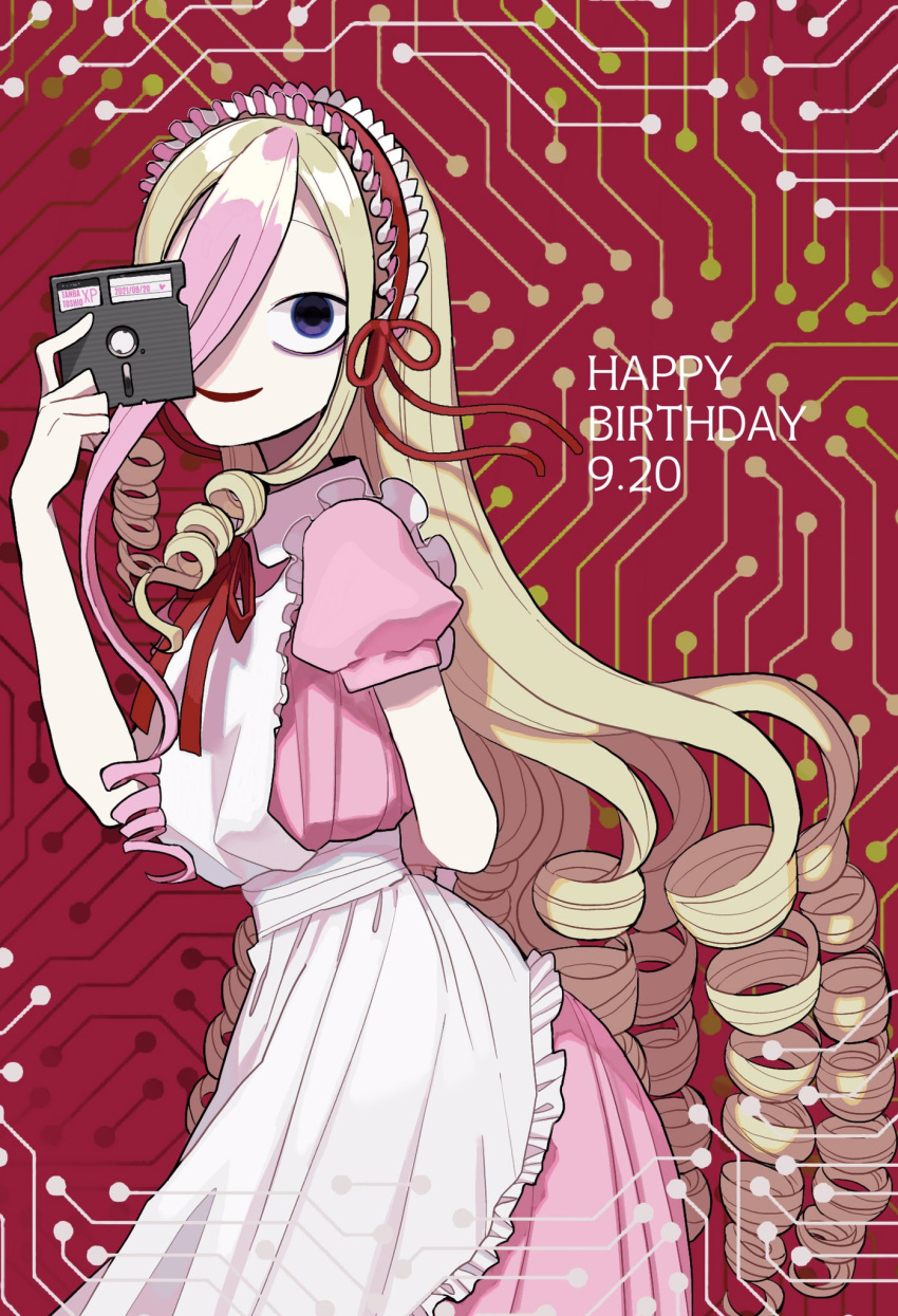 Safebooru - 1girl apron arm behind back blonde hair blue eyes circuit ...