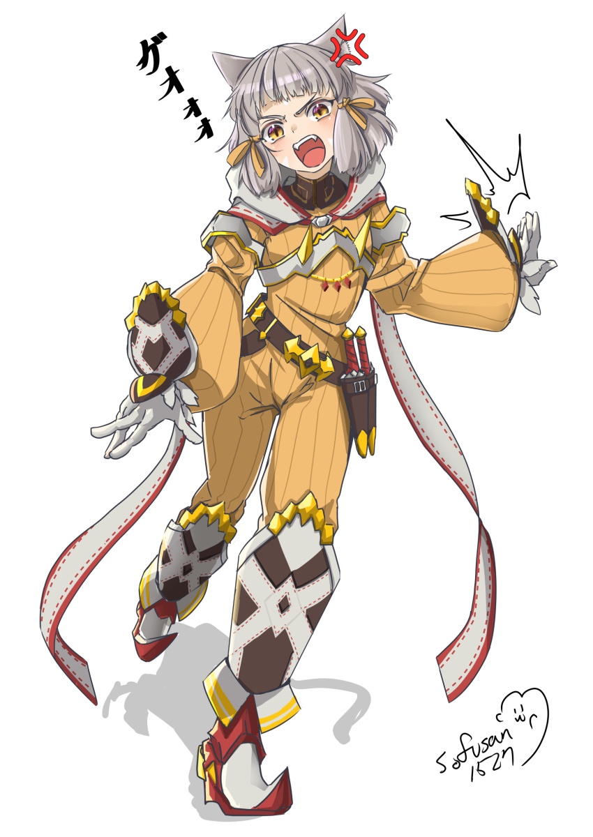 Safebooru - 1girl absurdres anger vein angry animal ear fluff animal ears artist name belt cat ...