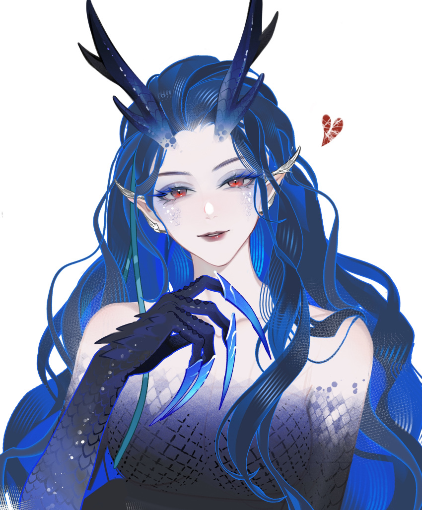 Safebooru - 1girl absurdres ao run (nezha zhi motong jiangshi) bare shoulders blue dress blue ...