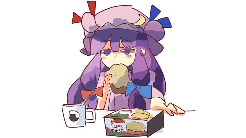 Safebooru - blue bow blue ribbon blush bow bread bread slice crescent ...