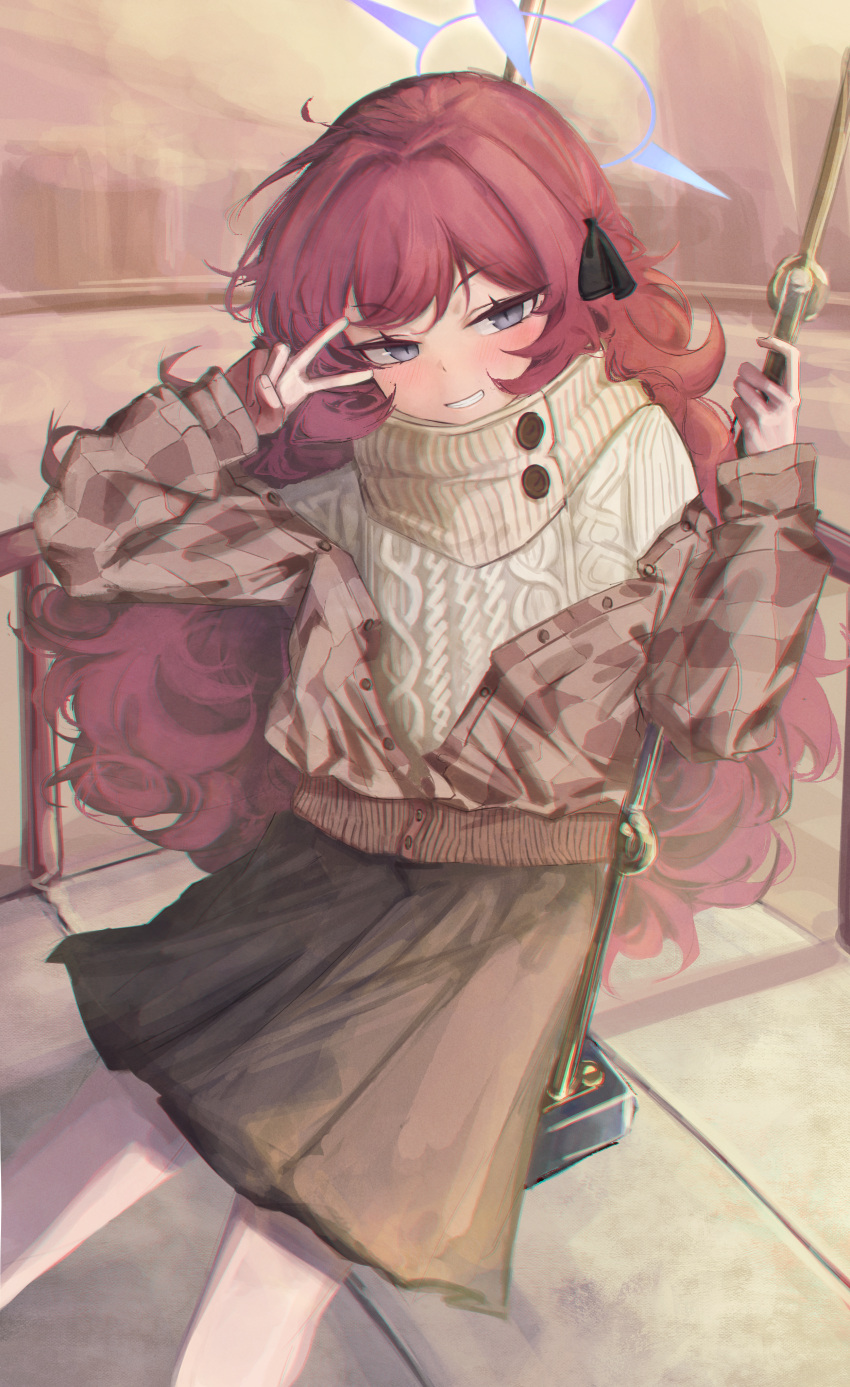 Safebooru - 1girl absurdres ahiru (ahahahahiru) black ribbon black skirt blue archive blue eyes ...