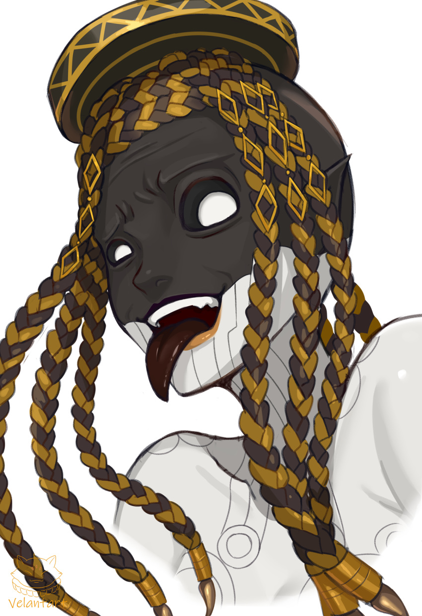 Safebooru - 1girl black sclera black skin braid colored sclera colored ...