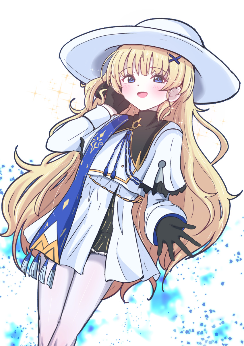 Safebooru - 1girl :d black bow black collar black gloves blonde hair blue eyes blue sash bow ...